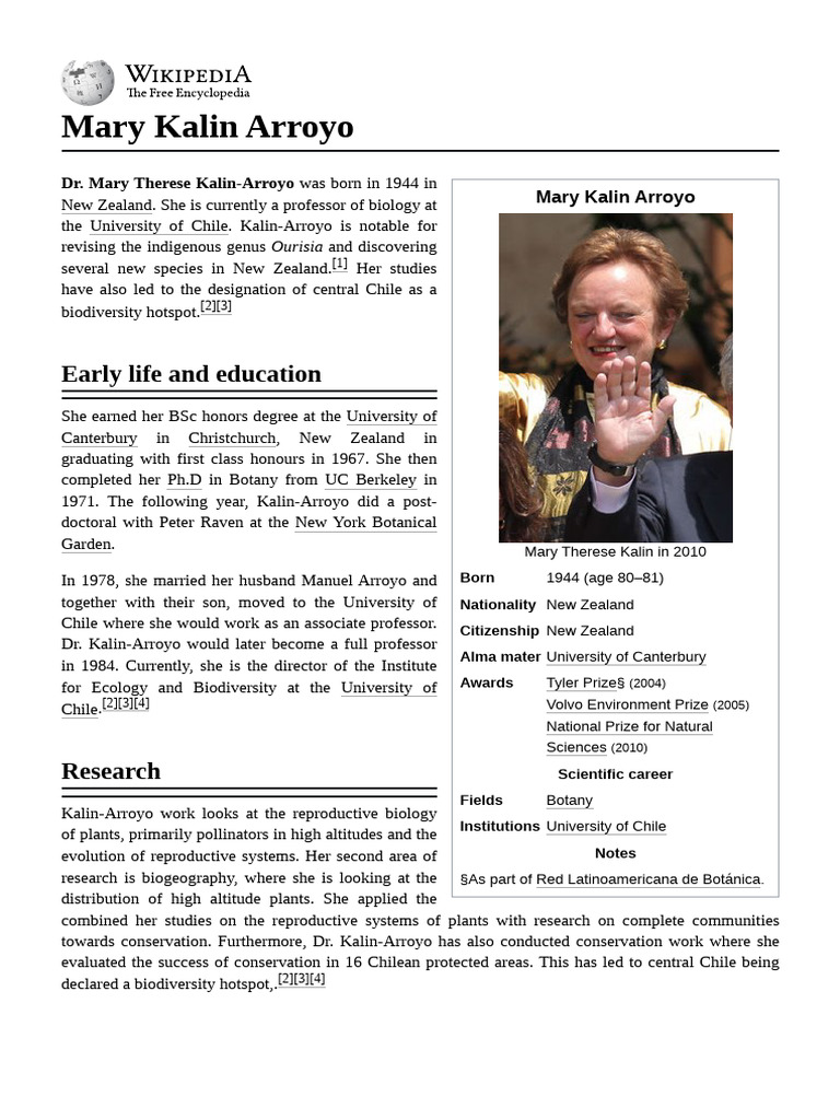 Mary_Kalin_Arroyo | PDF | Botany