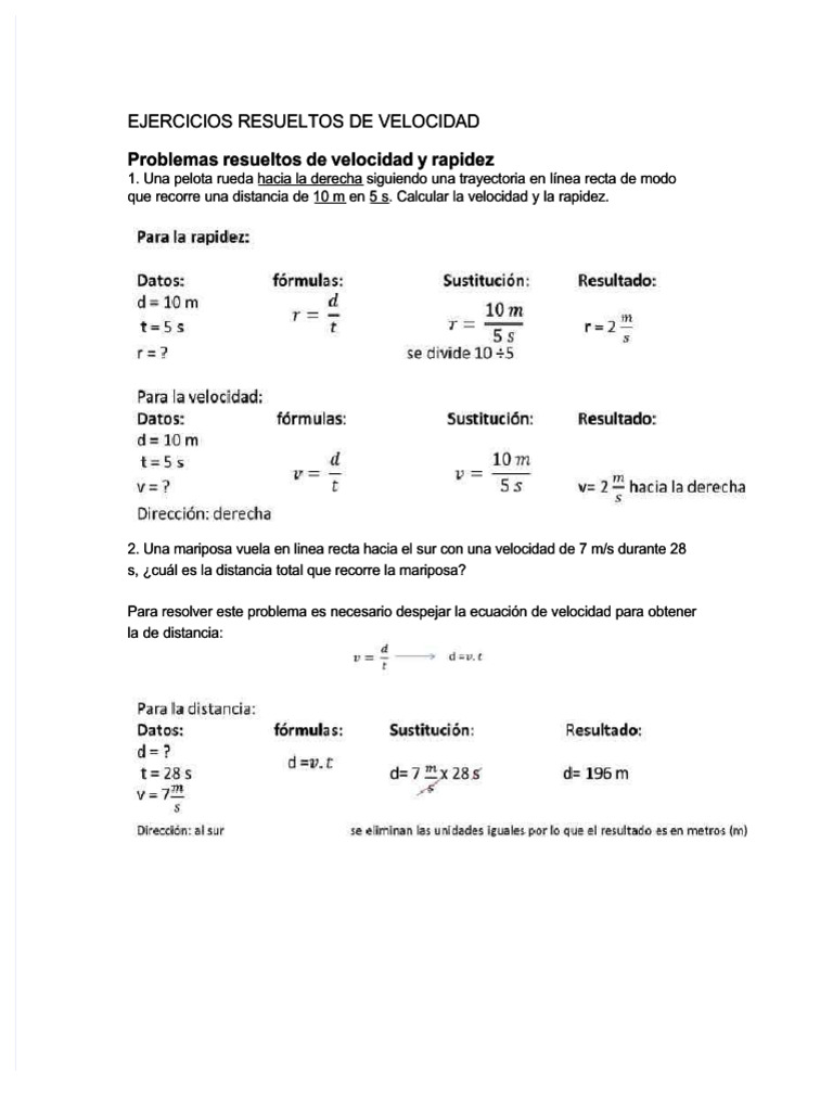 PDF Ejercicios de Velocidad y Rapidez Compress | PDF | Cambio | Geometría euclidiana