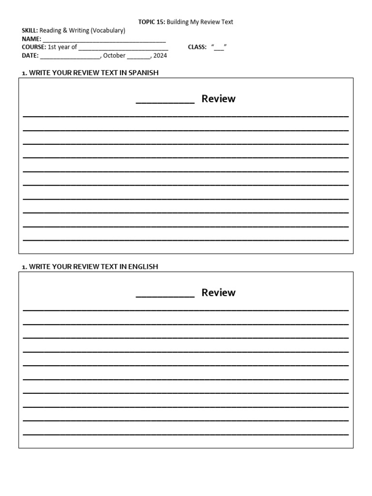 First-Year Bilingual Review Writing | PDF