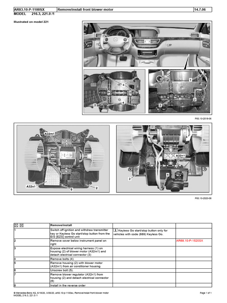 Install Front Blower Motor | PDF