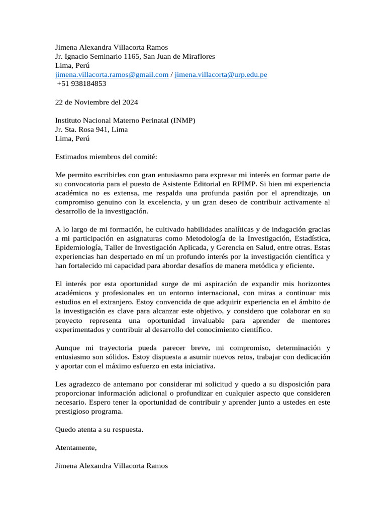 Carta de Intencion | PDF