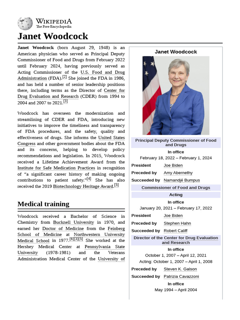 Janet_Woodcock | PDF | Pharmacy | Health Sciences
