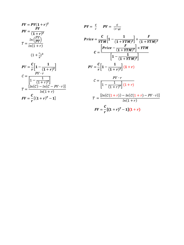 Formula Midterm1 | PDF