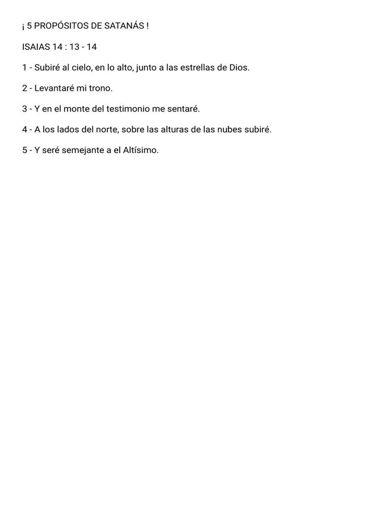 ¡ 5 Propósitos de Satanás ! | PDF