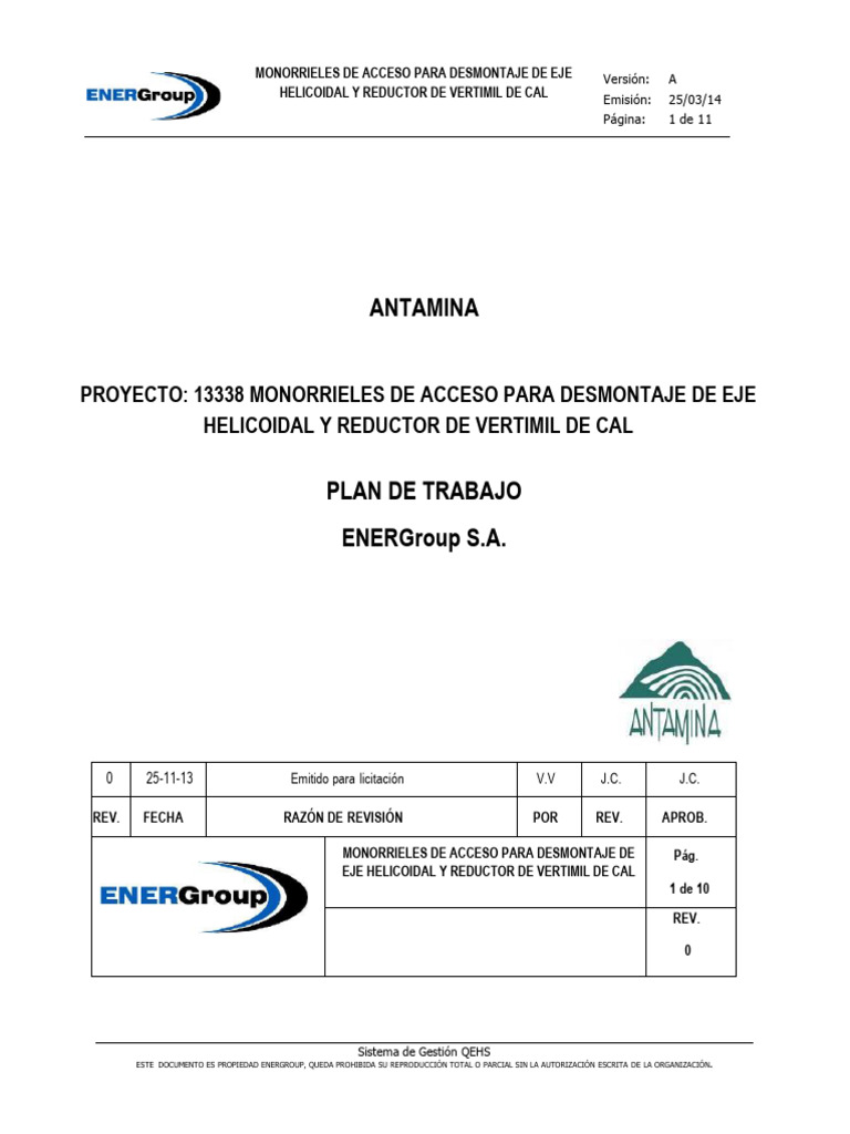 Plan de Trabajo Del Proyecto Rev 1 Env | PDF | Hormigón | Planificación estratégica