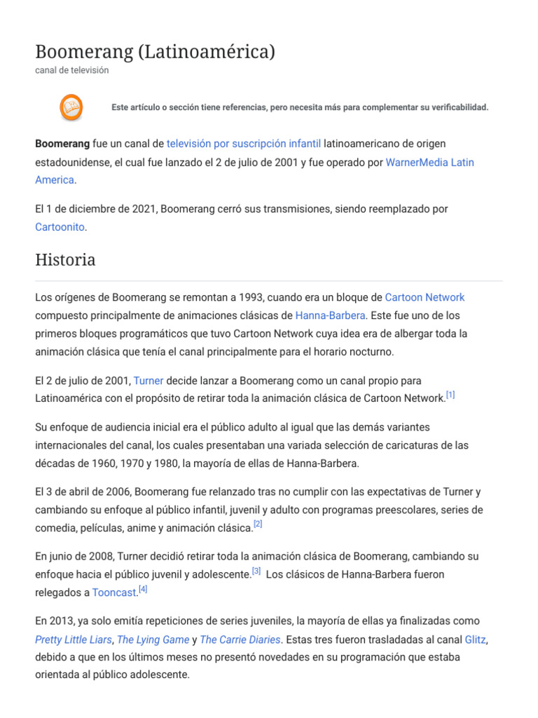 Boomerang (Latinoamérica) - Wikipedia, La Enciclopedia Libre | PDF ...
