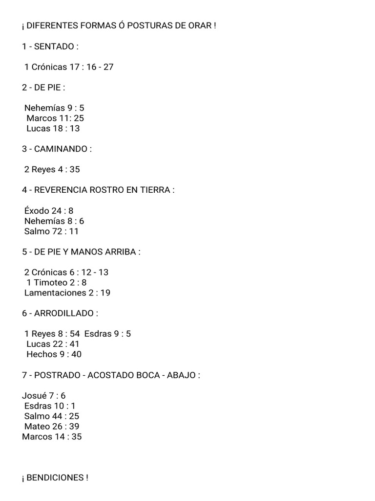 ¡ Diferentes Formas Ó Posturas de Orar ! | PDF