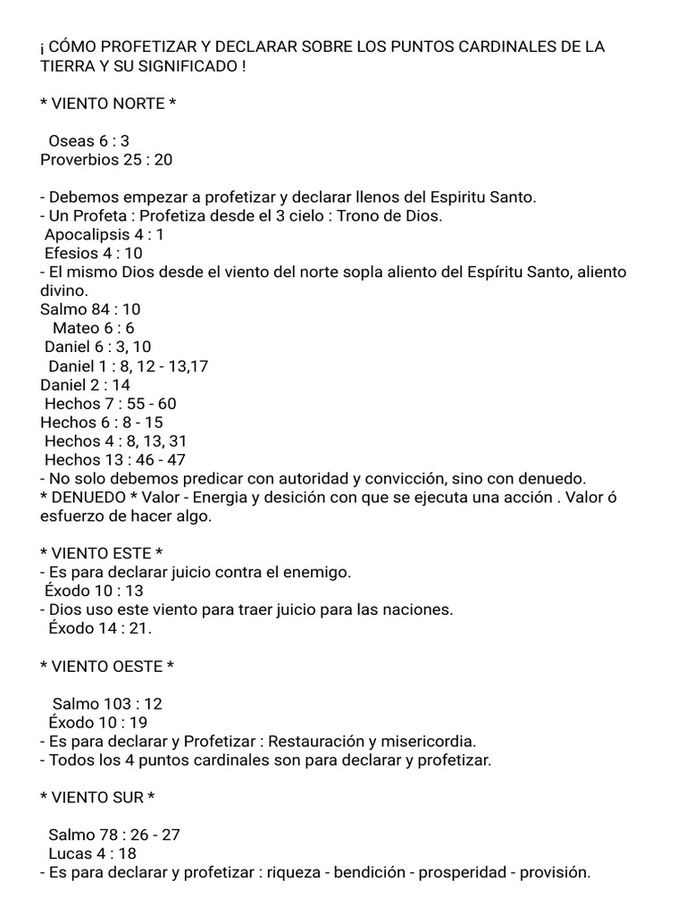 ¡ Cómo Profetizar y Declarar Sobre Los Puntos Cardinales de La | PDF