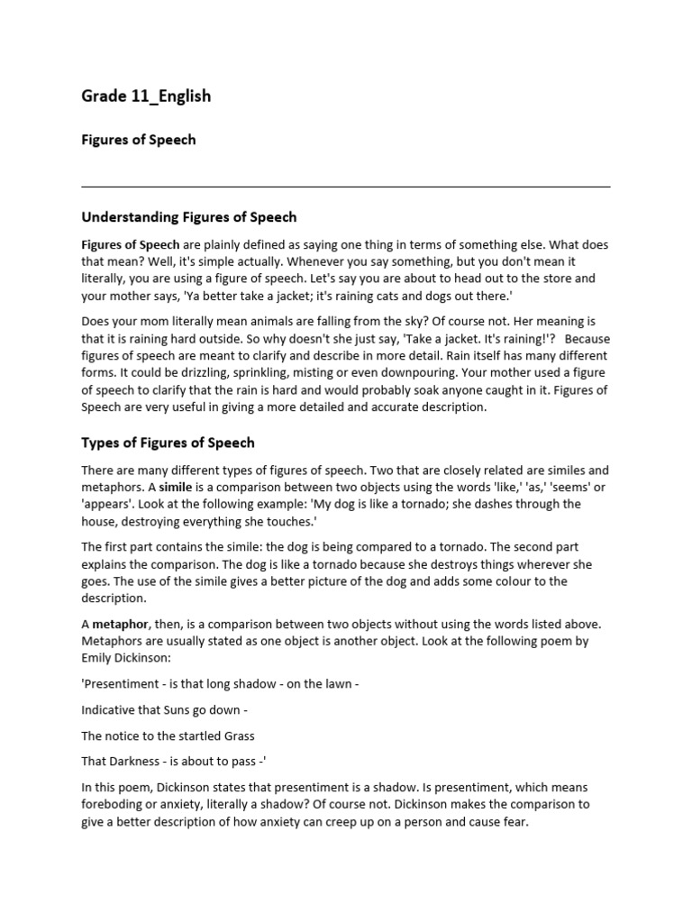 Figures of Speech - Definitions | PDF | Speech