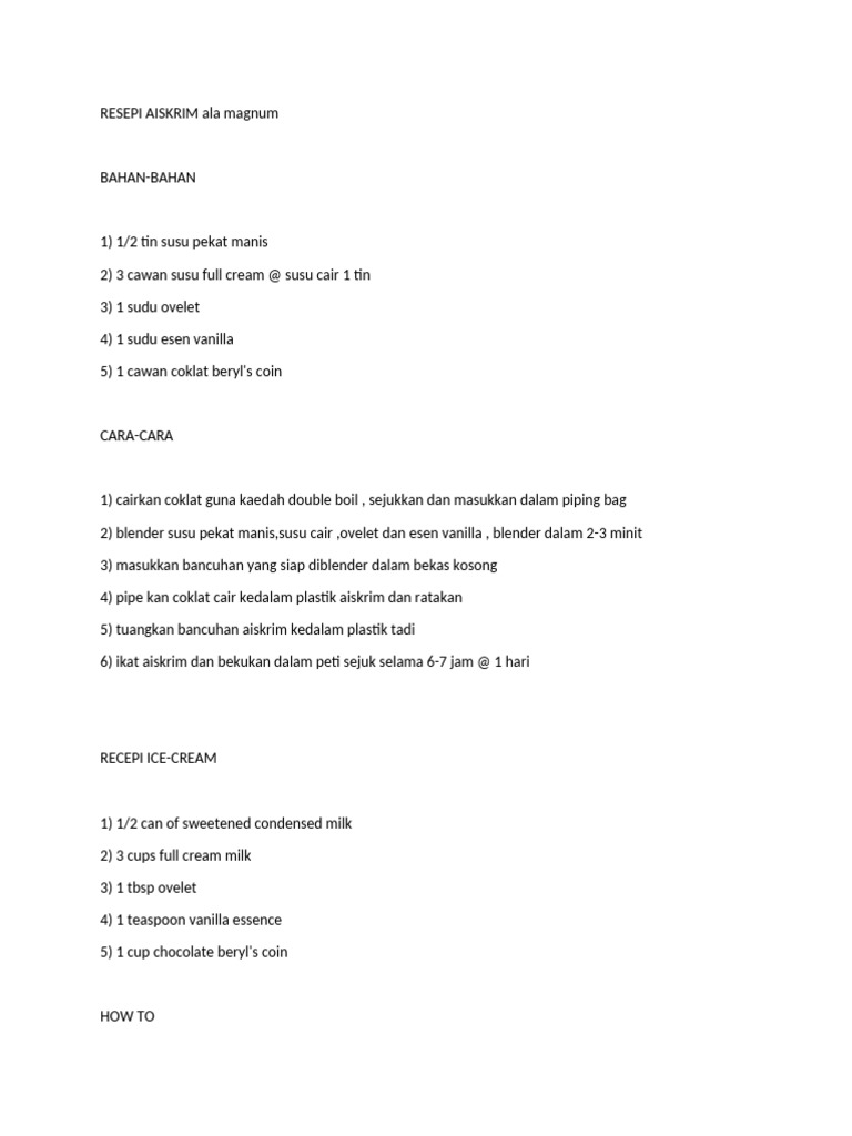Resepi Aiskrim | PDF