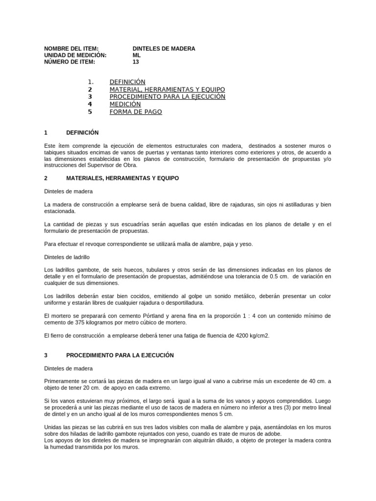 Dinteles de Madera y Ladrillo | PDF | Ladrillo | Mortero (Albañilería)