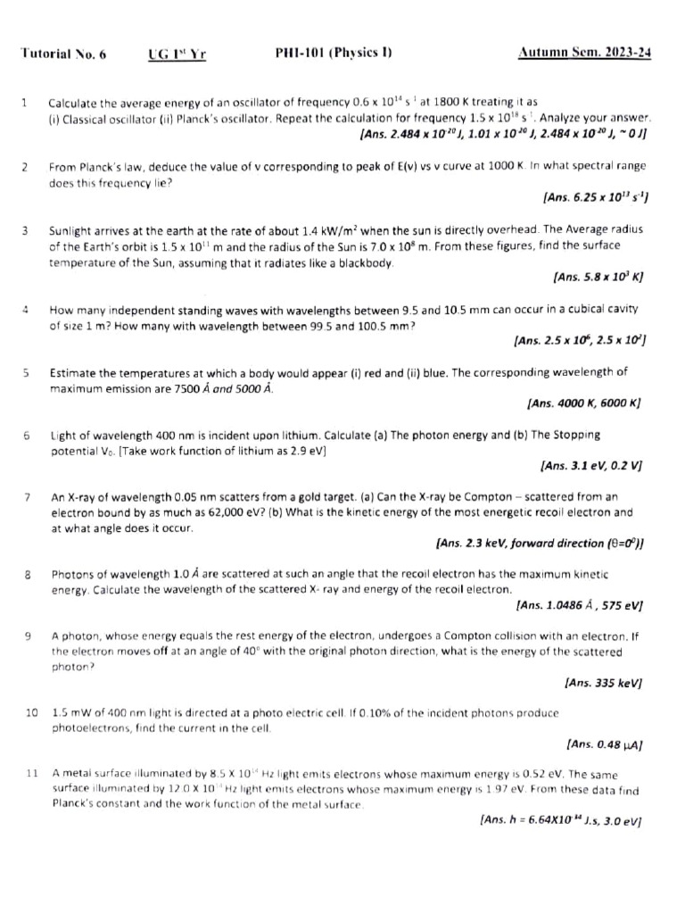 Assignment 6 (1) | PDF | Electronvolt | Electron