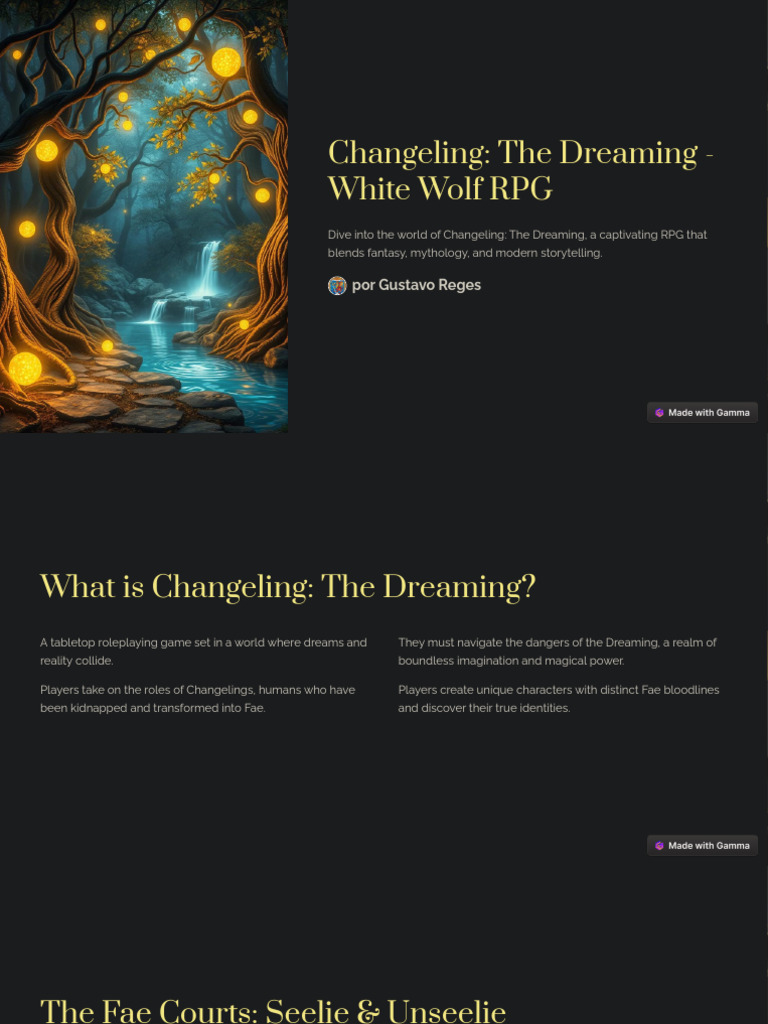 Changeling The Dreaming White Wolf RPG | PDF