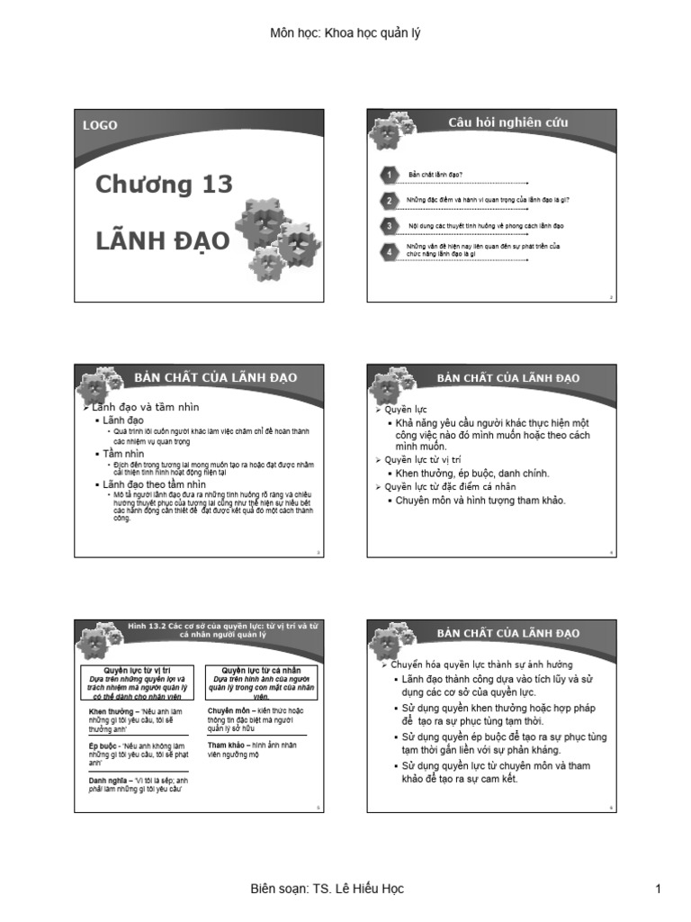 Quan-Tri-Hoc - Le-Hieu-Hoc - Chuong-13-Chuc-Nang-Lanh-Dao - (Cuuduongthancong - Com) | PDF