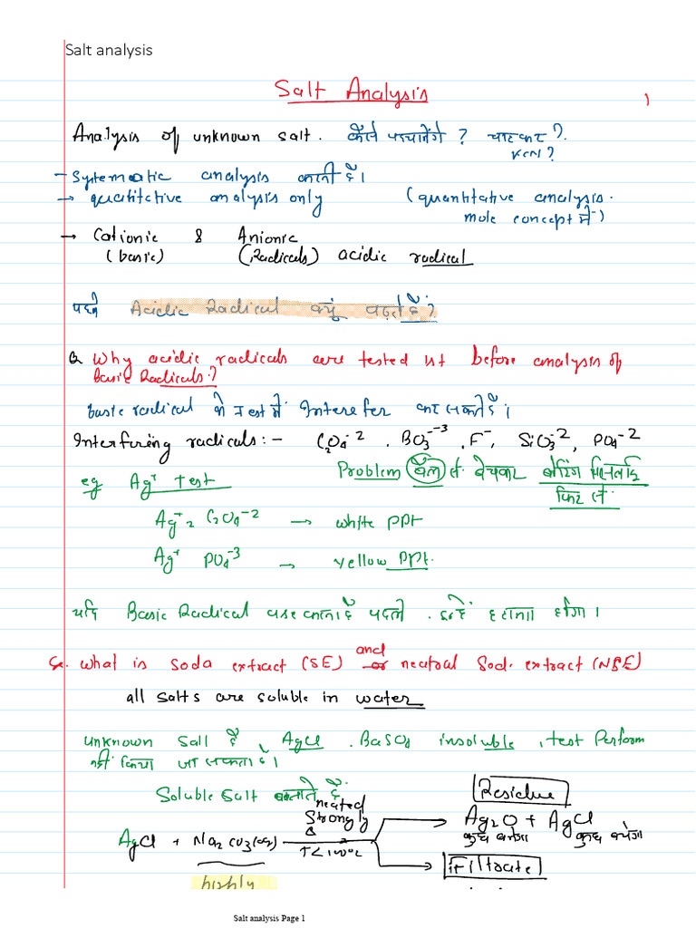 Salt Analysis | PDF