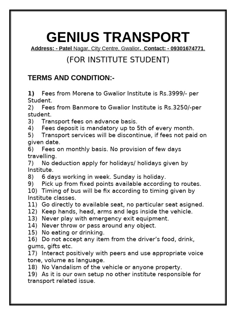 CONTRACT TRANSPORT | PDF