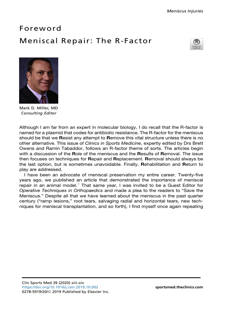 Meniscal Repair: R-Factor Insights | PDF | Clinical Medicine | Medicine