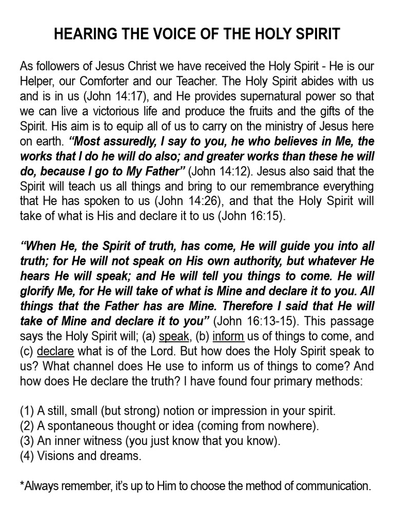 Understanding the Holy Spirit's Voice | PDF | Holy Spirit | Jesus