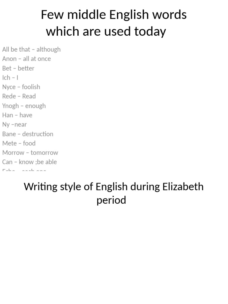 Few Middle English Words | PDF
