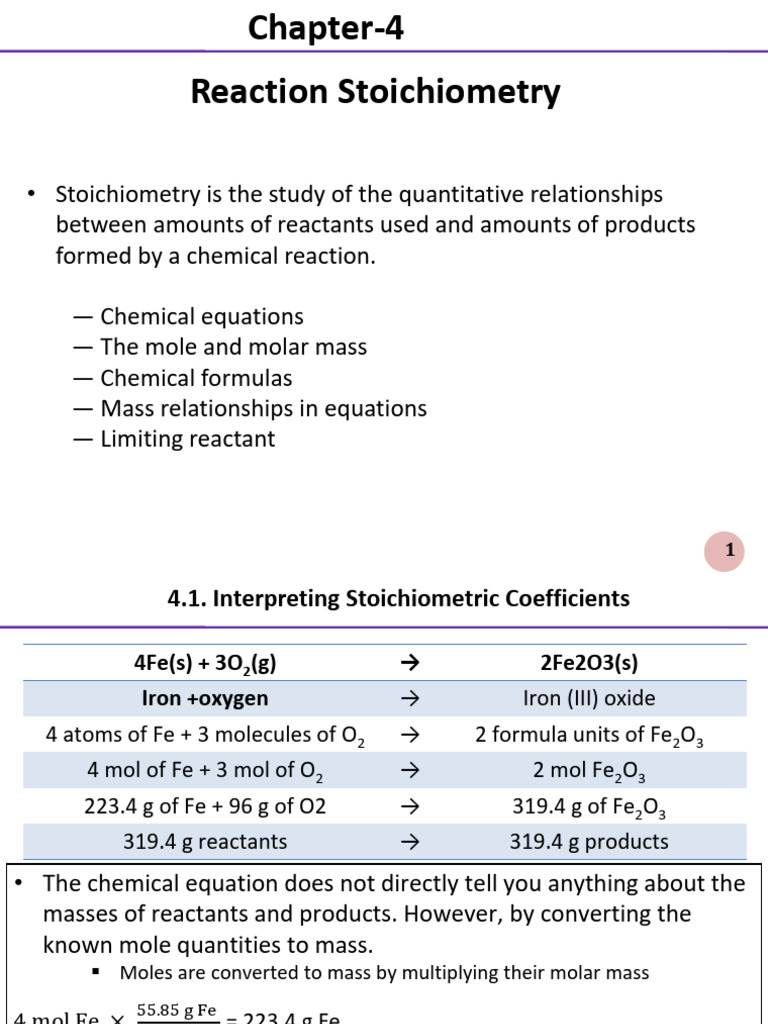 Chapter-4 - Reaction Stoichiometry | PDF | Titration | Chemistry