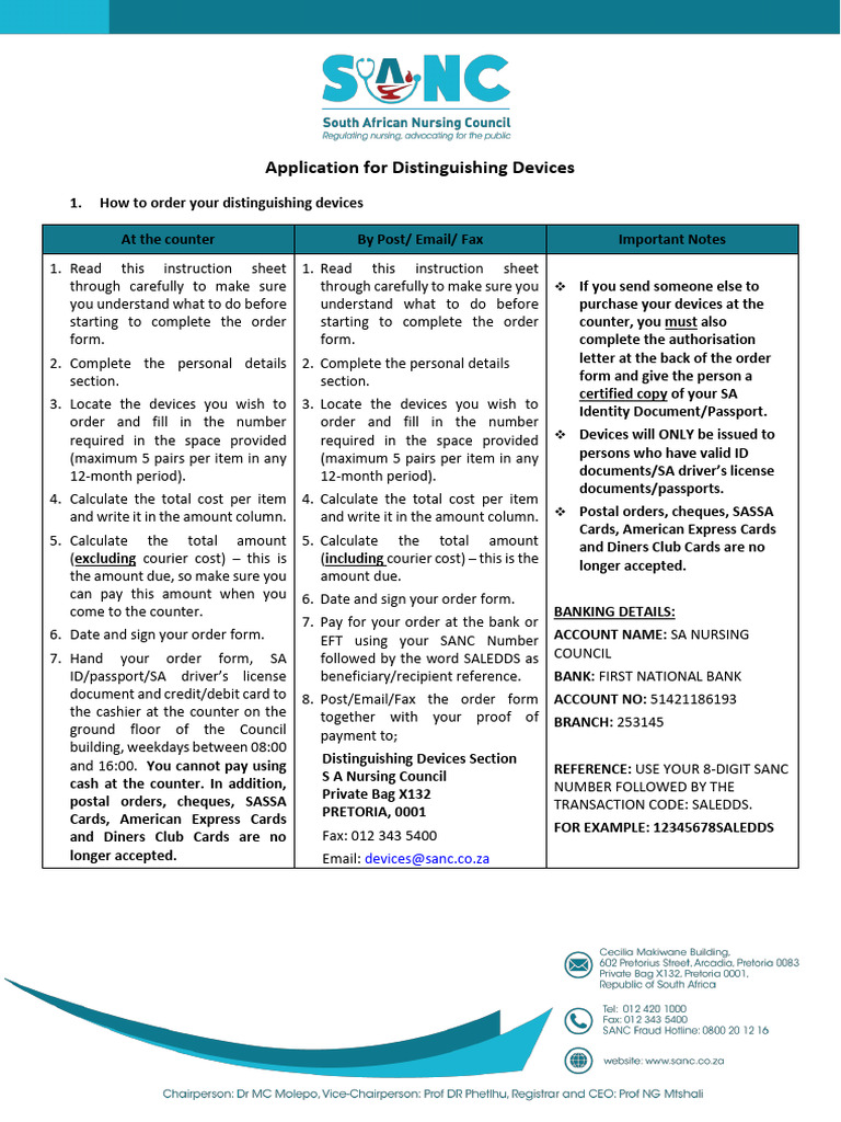 SANC 13 DDs Form 2024 04 01 Revised 2024 03 28 | PDF | Banks | Midwife