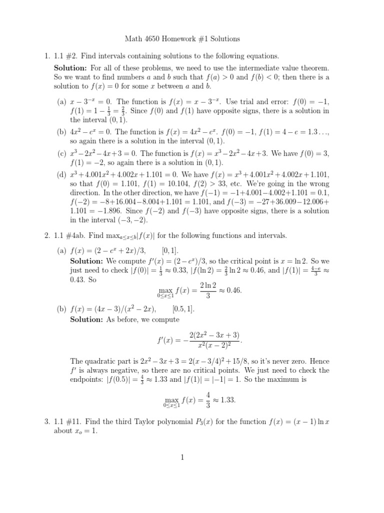 Homework Sol Pdf Algebra Numerical Analysis