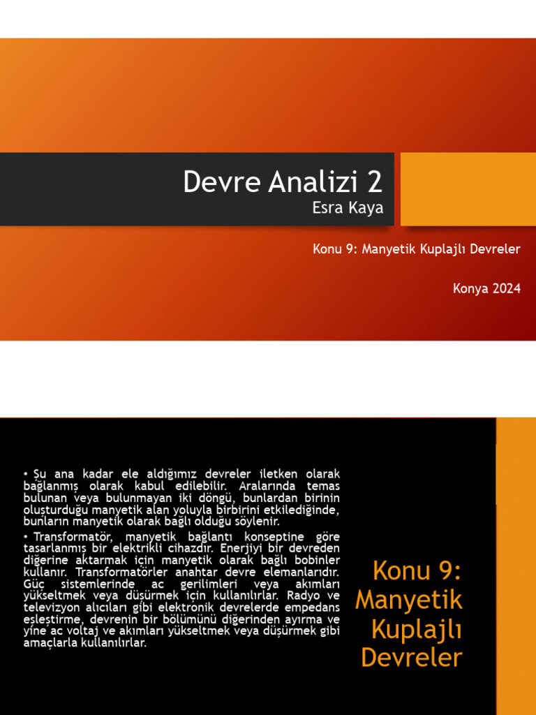 Devre Analizi 2.9 - Manyetik Kuplajlı Devreler | PDF