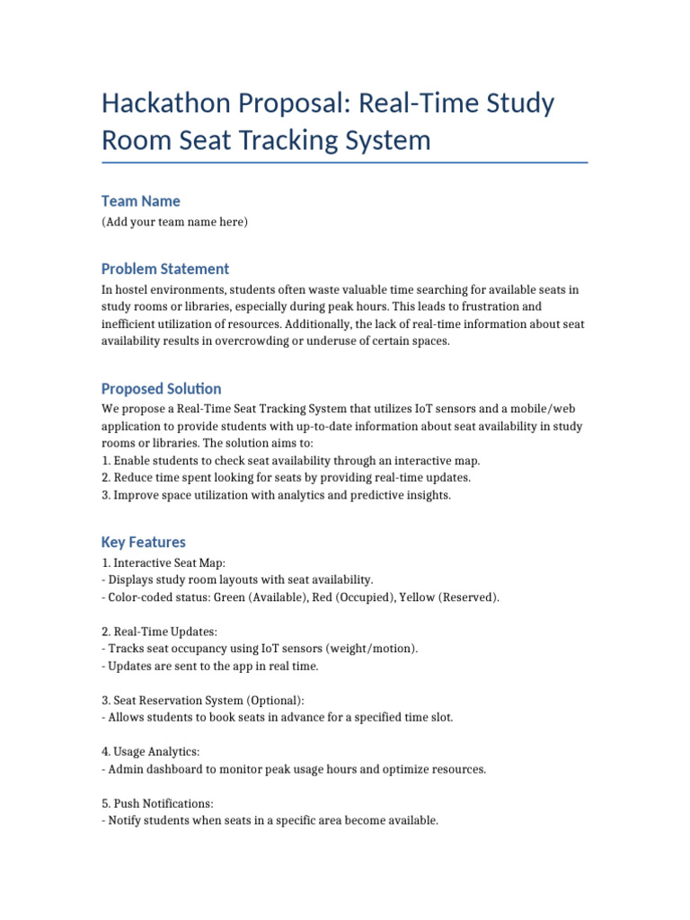 Real Time Seat Tracking Proposal | PDF | Databases | Internet Of Things