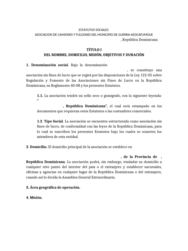 Estatutos Sociales Asociacion de Camiones y Fulgones | PDF ...