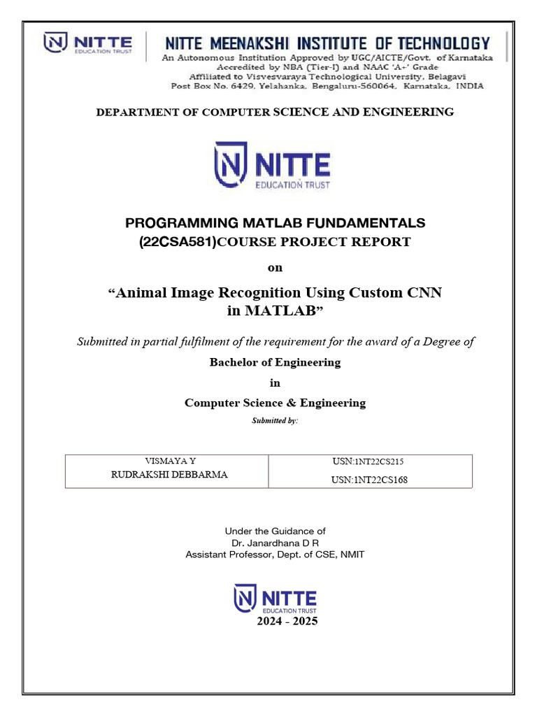1nt22cs215 1nt22cs168 Matlab Report | PDF | Deep Learning | Artificial Neural Network