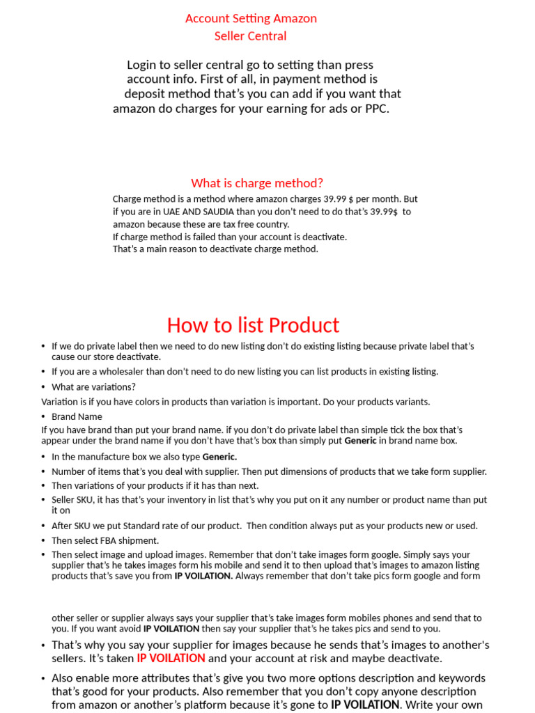 Account Setting Amazon Seller Central Lesson Part #1 | PDF | Private ...