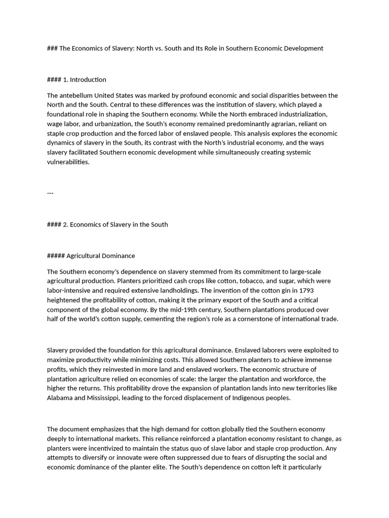 The Economics of Slavery | PDF | Slavery | Slavery In The United States