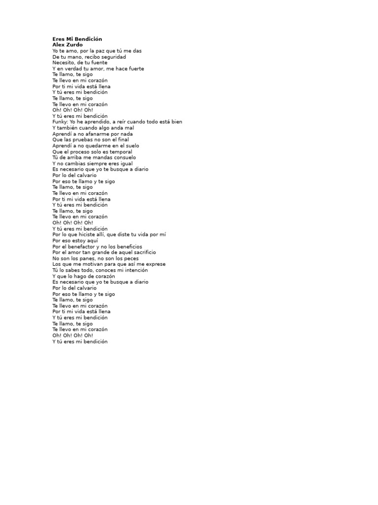 Letra Eres Mi Bendición | PDF