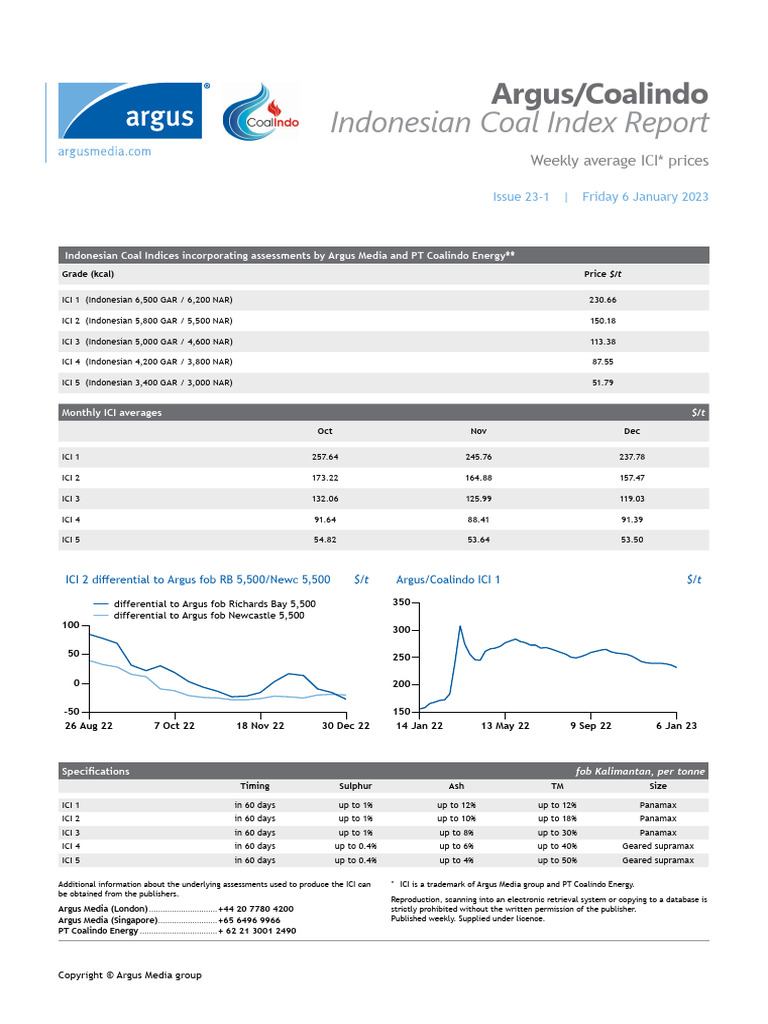 Argus Coalindo Indonesian Coal Index Report | PDF | Fuels