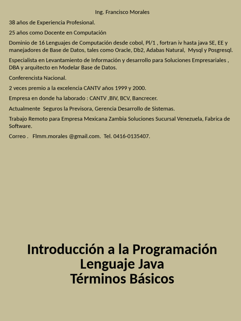 Introducción A La Programación | PDF | Java (lenguaje de programación) | Variable (informática)