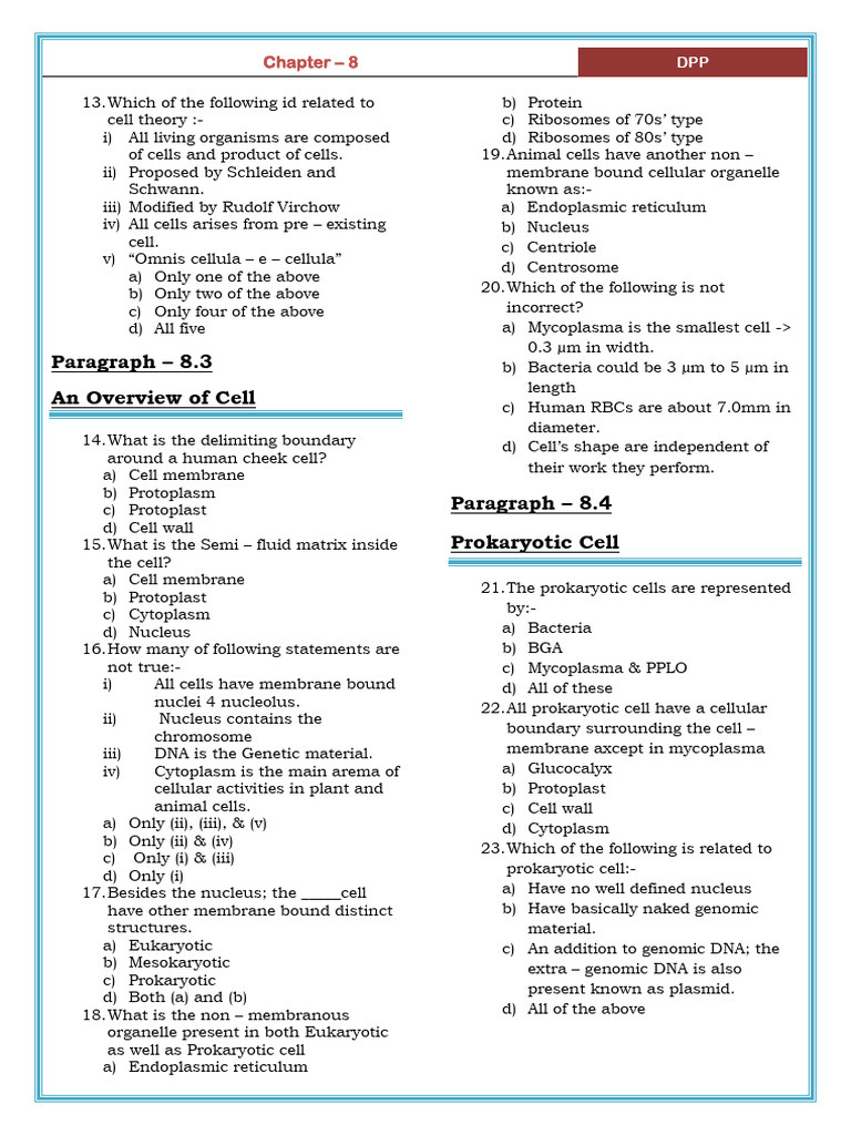 Cell Biology Quiz for Students | PDF | Cell (Biology) | Gram Positive ...