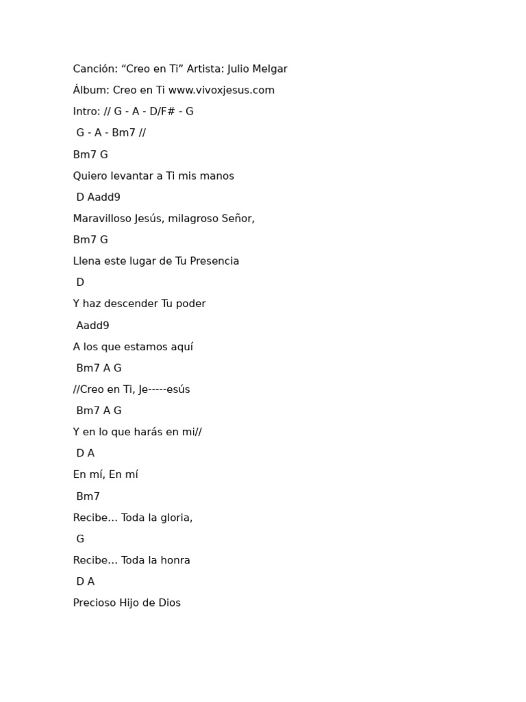 Letra Creo en Tí | PDF