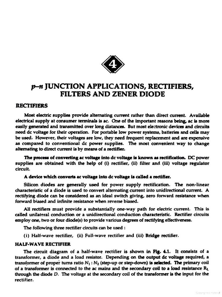 Rectifier Citcuits - Basic Electonics | PDF