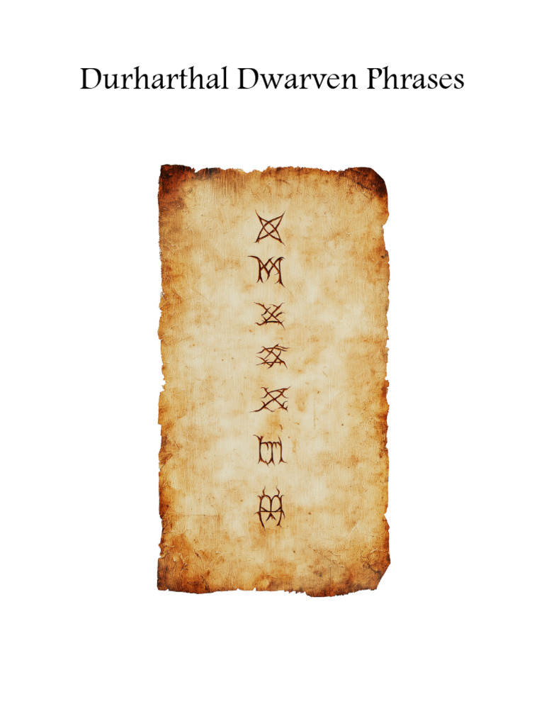 Durharthal Dwarven Phrases | PDF | Word | Runes