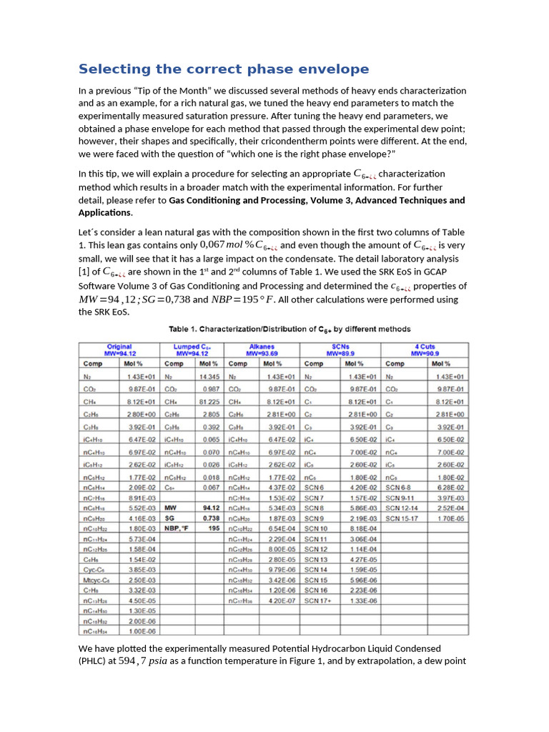 2005 - 11 November Selecting The Correct Phase Envelope | PDF | Gases ...