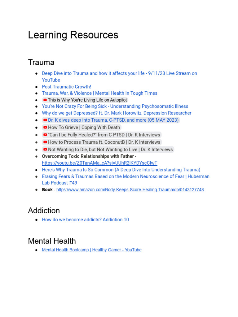 Healthy Gamer Learning Resources | PDF