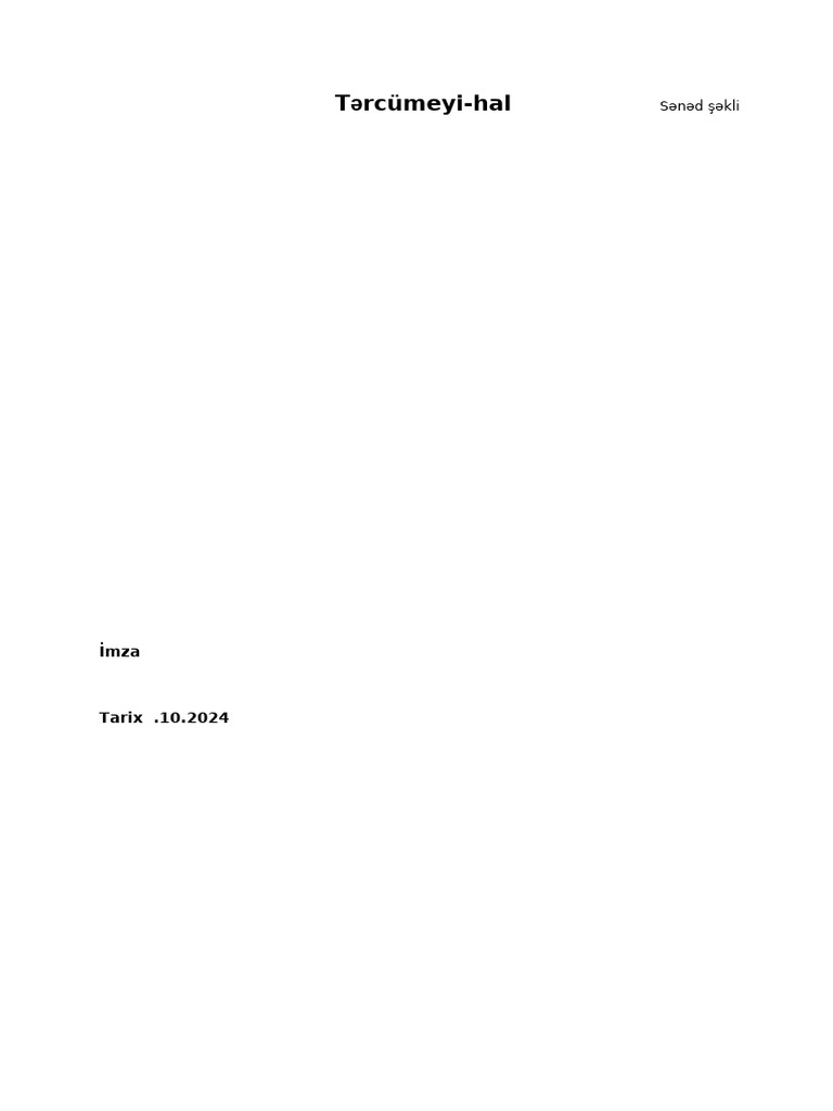 Nümunə Tərcümeyi-Hal | PDF
