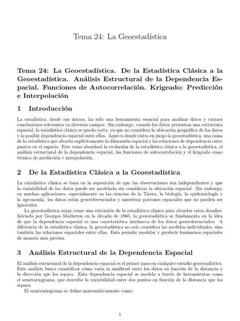 Tema 24 La Geoestadística | PDF | Autocorrelación | Función (Matemáticas)