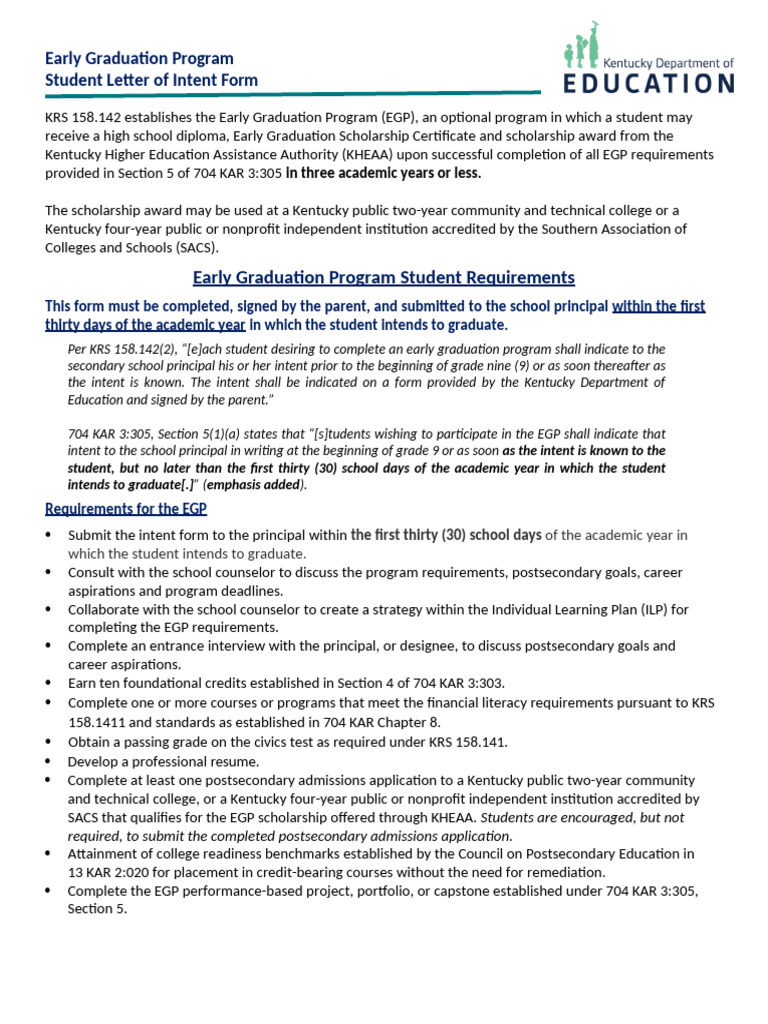 Early_Graduation_Intent_Form | PDF | Educational Stages