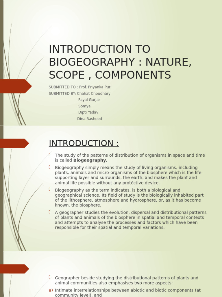 Introduction to Biogeography: Scope & Nature | PDF | Biogeography | Ecology