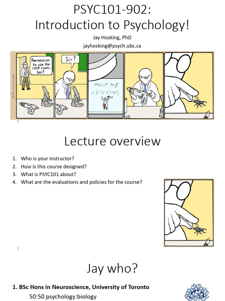 PSYC101 Lecture 01 - Intro and Policies | PDF | Psychology | Cognition