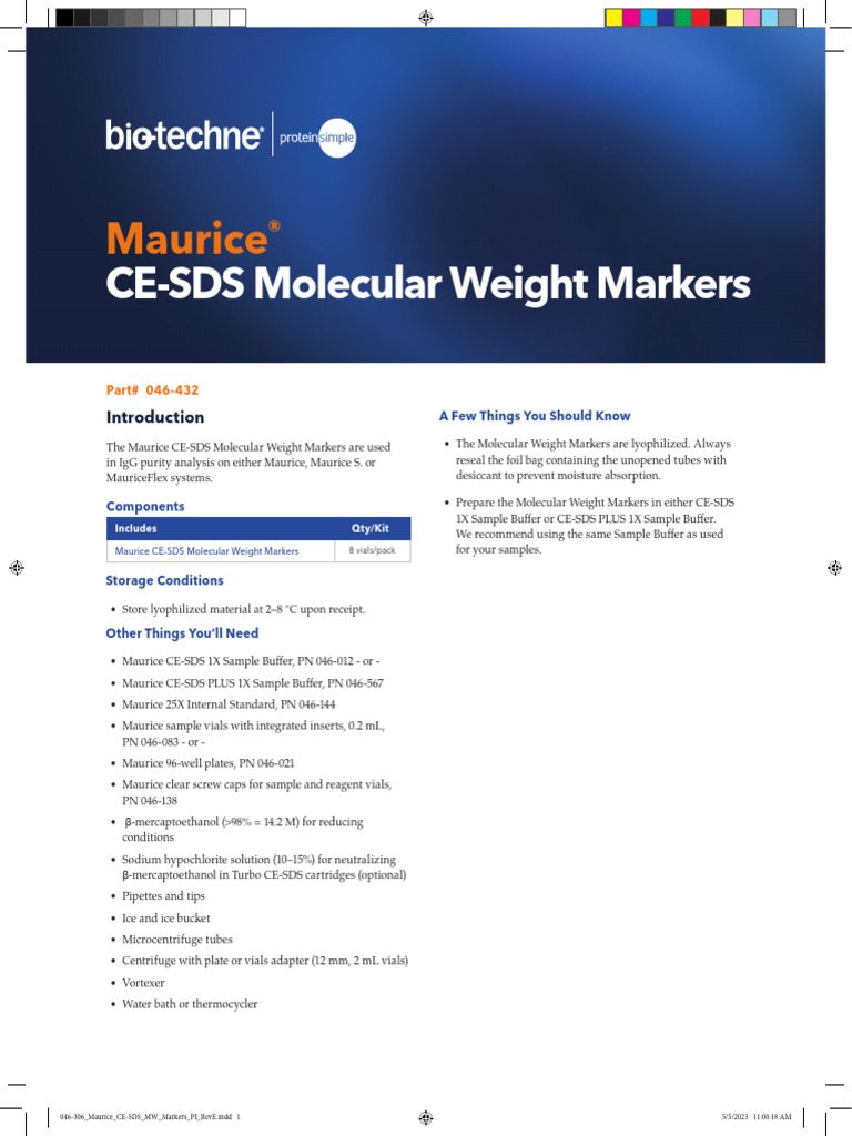 046-306 Maurice CE-SDS MW Markers PI RevE PRINT | PDF