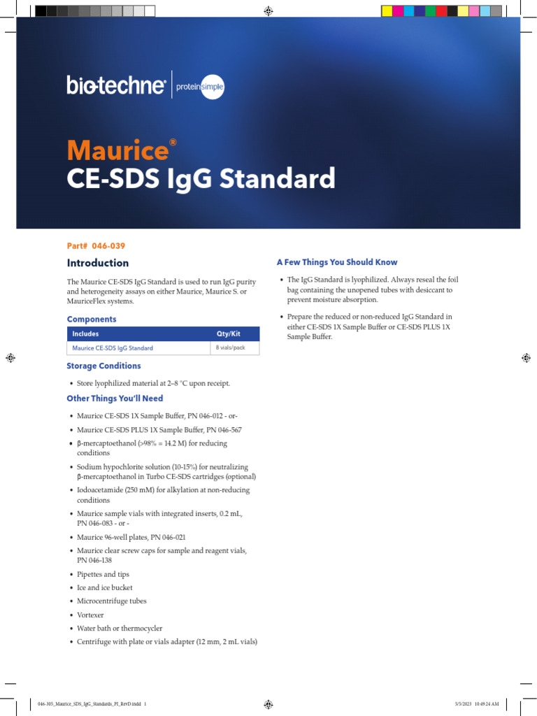Maurice CE-SDS IgG Standard Guide | PDF