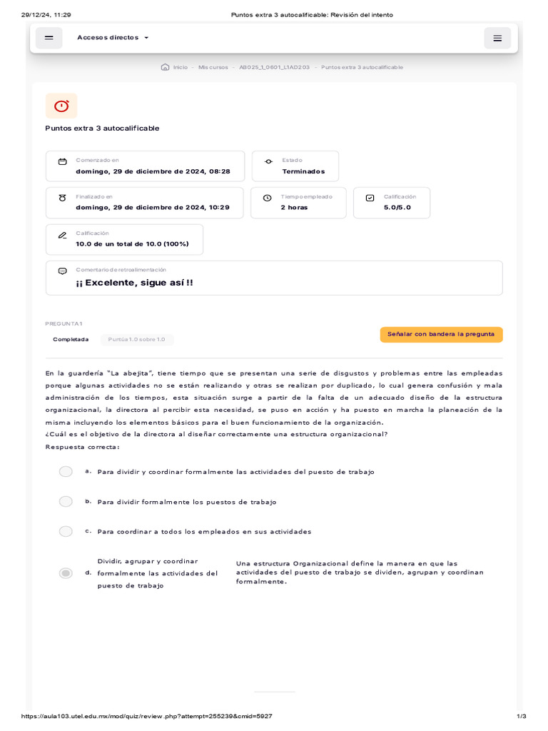 Puntos Extra 3 Autocalificable - Revisión Del Intento | PDF