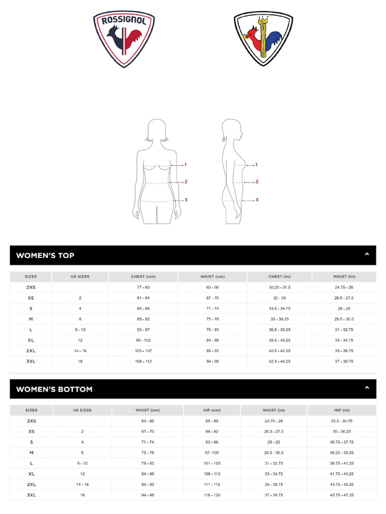 Rossignol JC de Castelbajac Size Chart Ski Odeca (1) | PDF